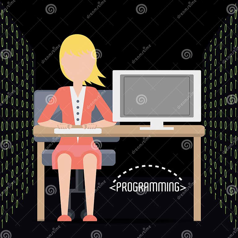 Web Developer Working On Computer Programming Coding Stock Vector 8803