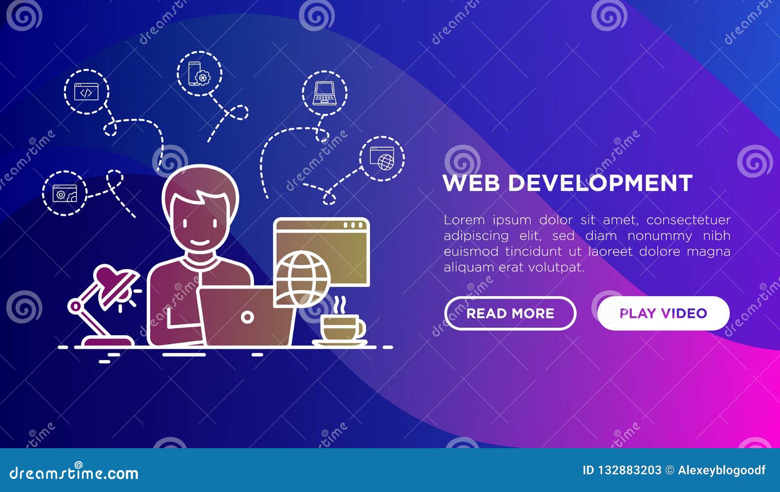 Web Developer is Working Overtime on Laptop Stock Vector - Illustration ...