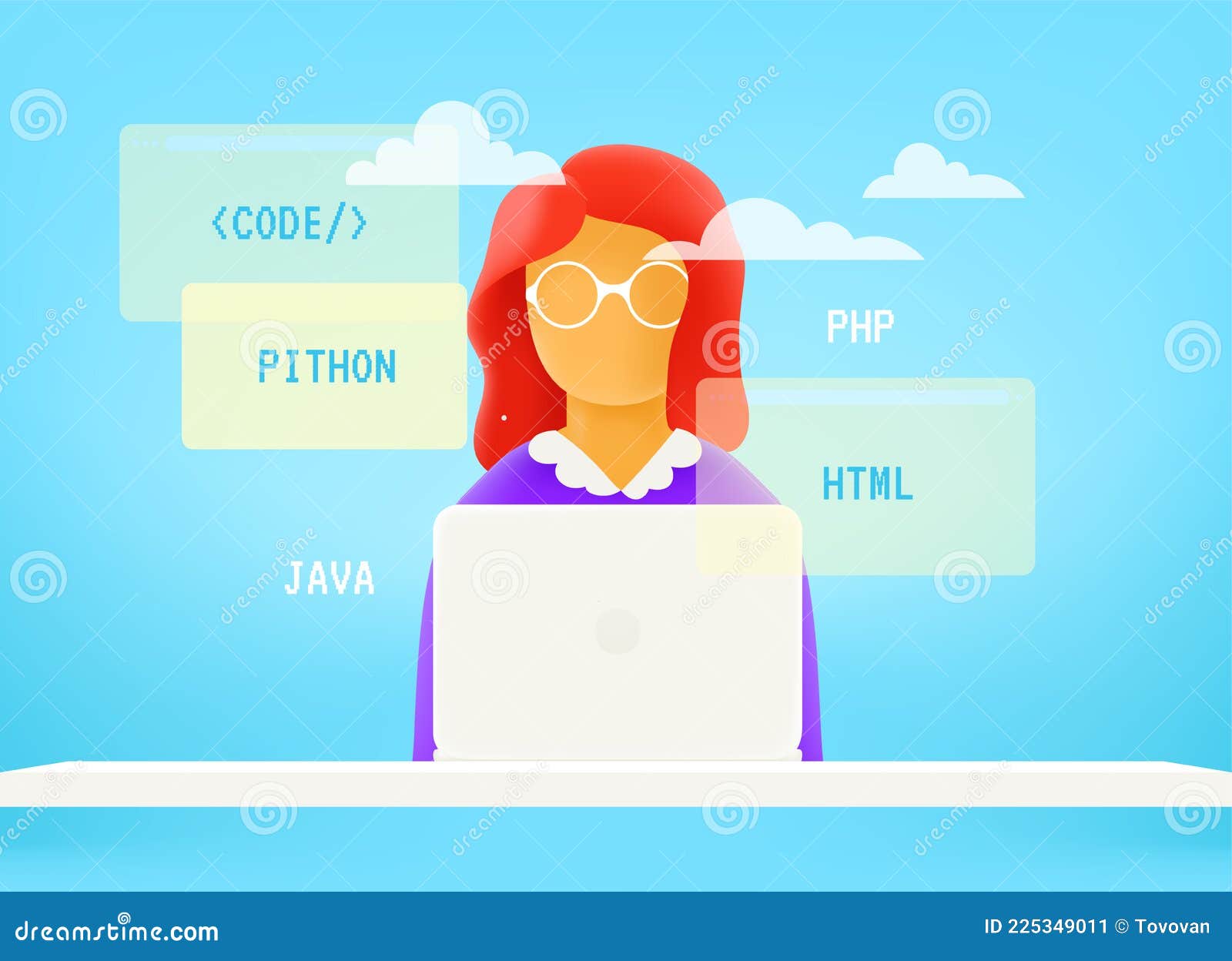 Web Developer Working Via Internet Stock Vector - Illustration of ...