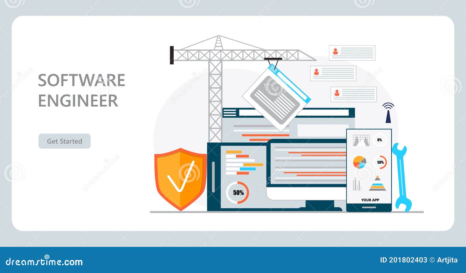 Web Developer Workplace Concept Vector for Landing Page. Construction ...