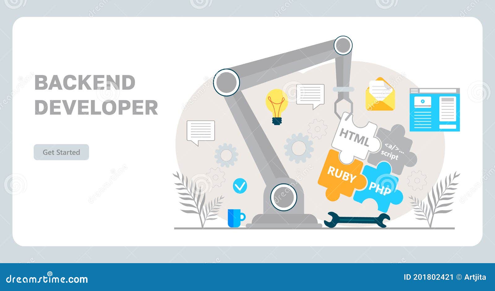 Web Developer Workplace Concept Vector for Landing Page. Construction ...