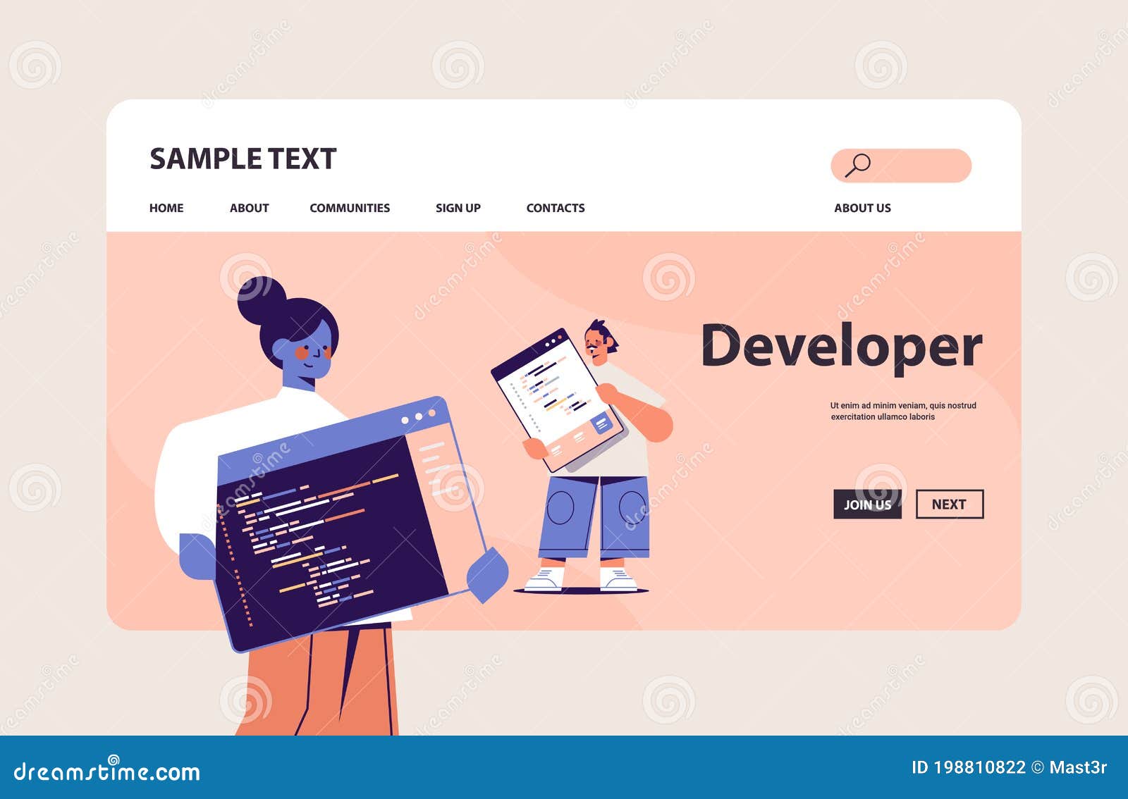 Web Developers Couple Creating Program Code Development Of Software And Programming Concept