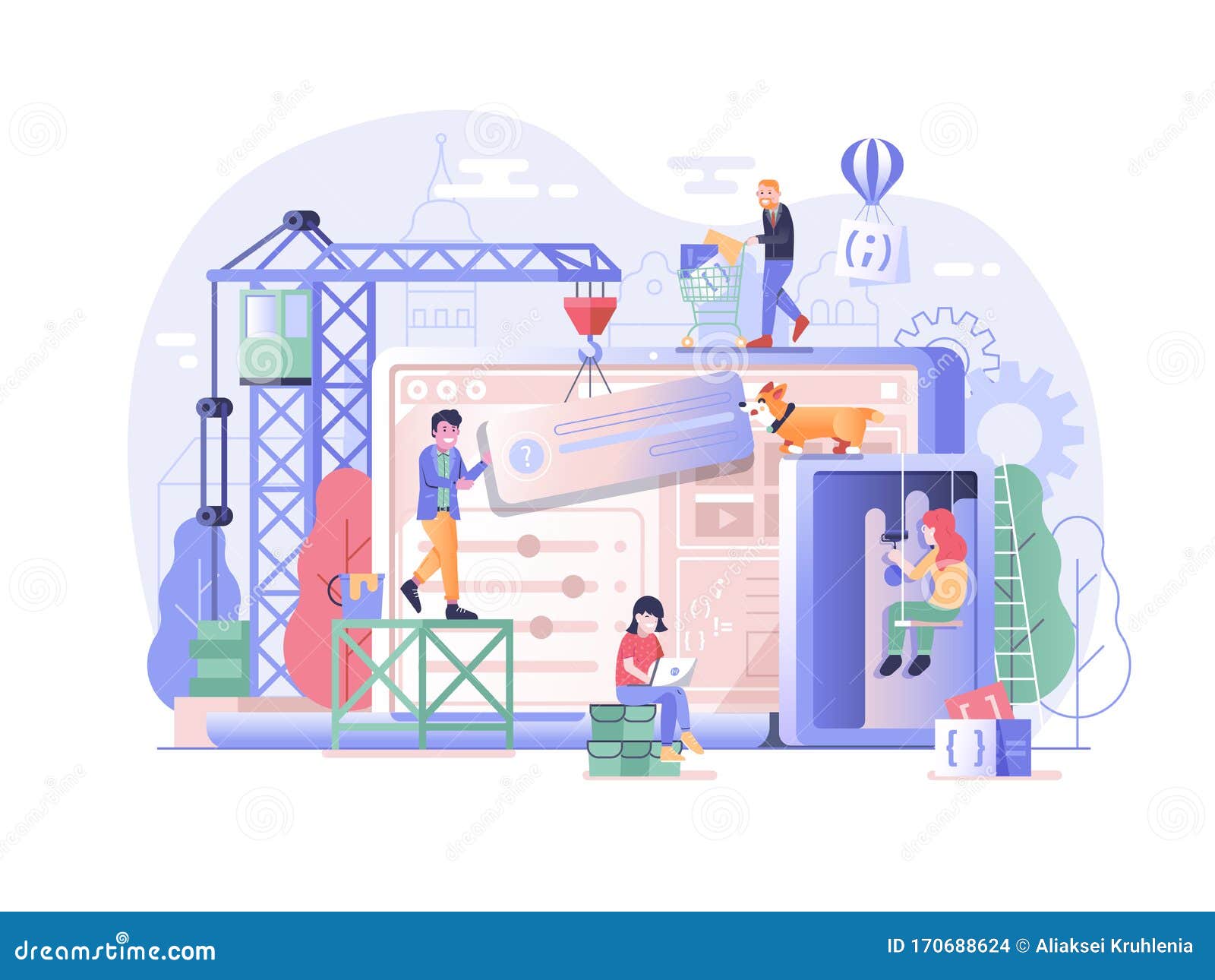 Web Developers Team Coding and Developing Website Stock Vector ...