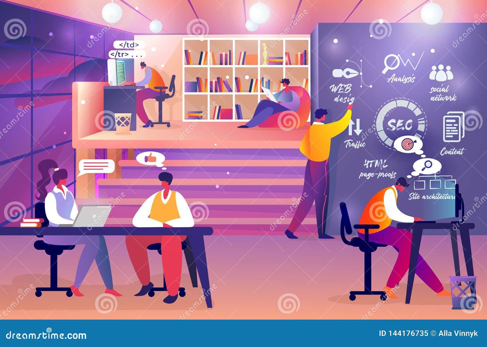 Web Developers Team at Work. Online Startup Group. Stock Vector ...