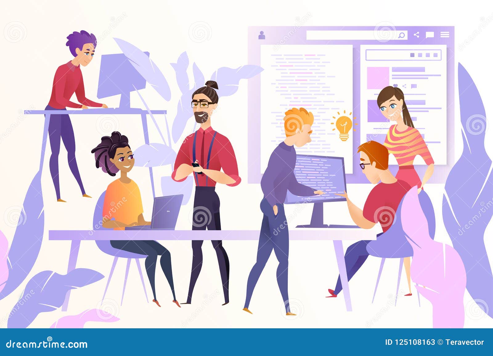 Web Developers Team at Work Vector Concept Stock Vector - Illustration ...
