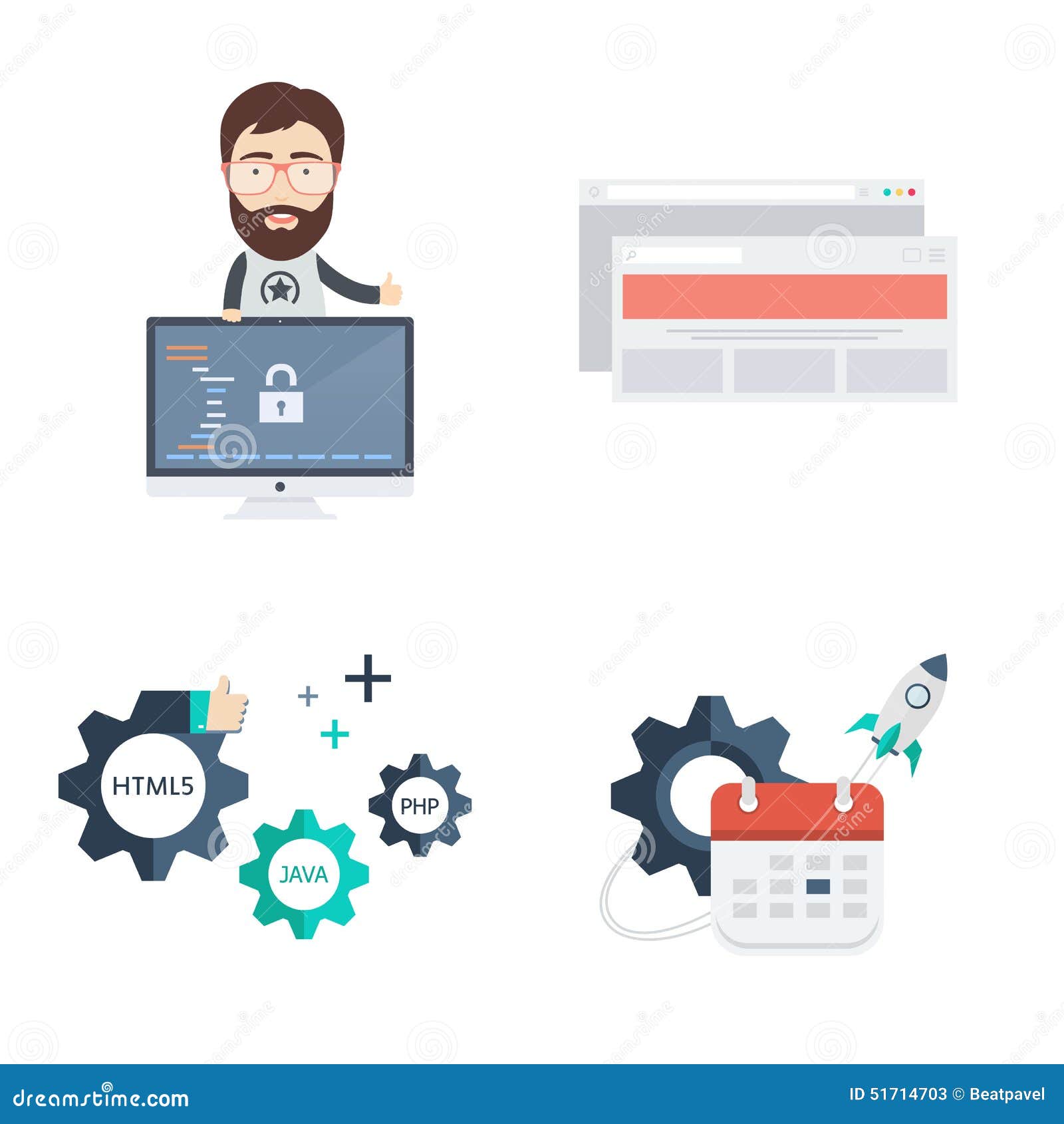 Web Developers Work stock vector. Illustration of head - 51714703