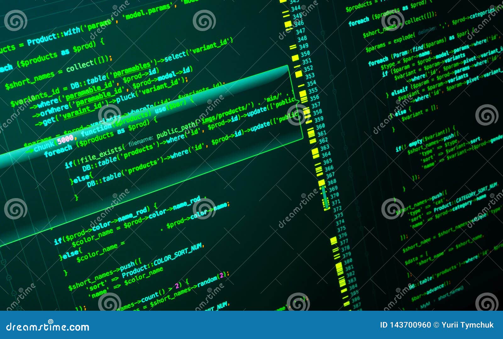 Web Developing of the Site Using Php Language. Code on Dark Green ...