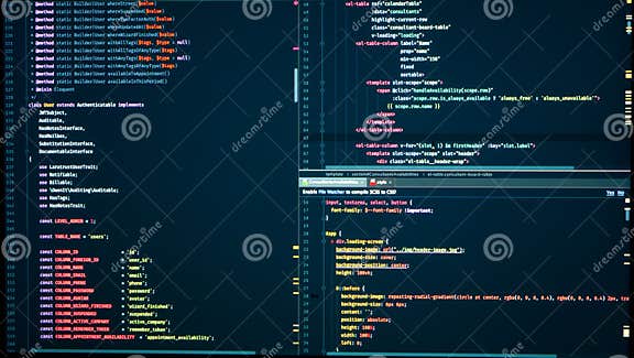 Web Developing Of The Site Using Php Language Php Code In The Editor Markup Front View Stock