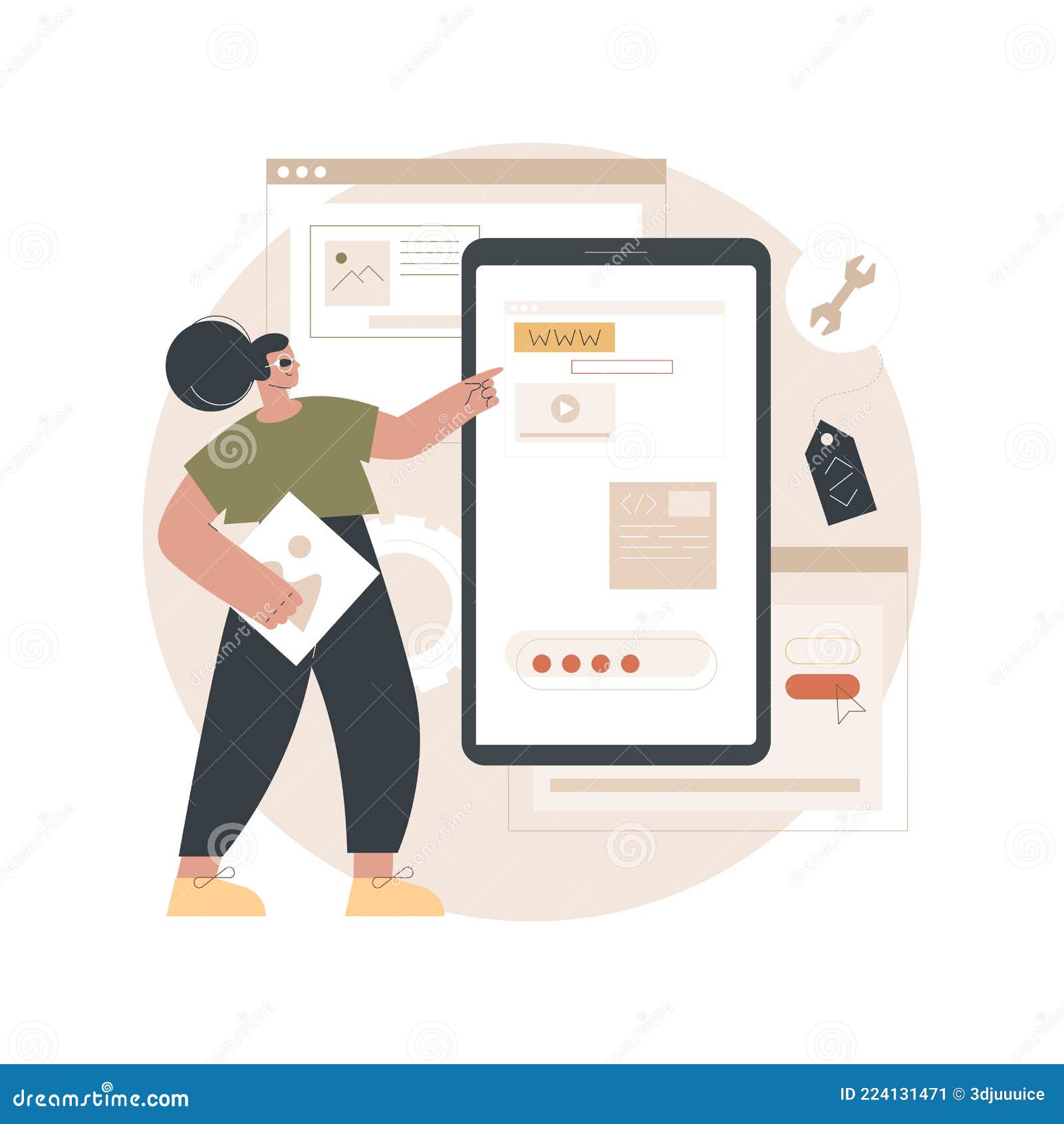 Website Architecture Concept. PHP And MySql. CMS Content Management ...