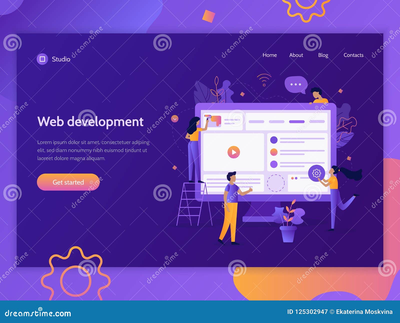 Web development banner stock vector. Illustration of layout - 125302947