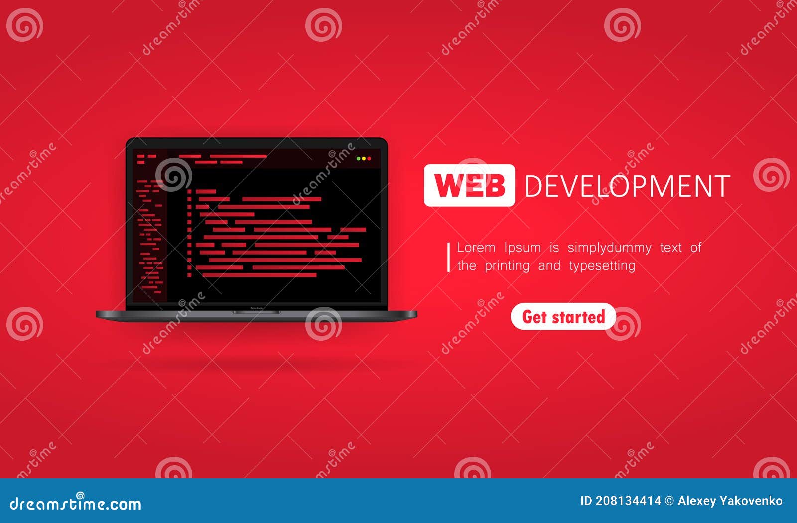 Web Development Banner. Working on Laptop. Flat Design Concepts for ...