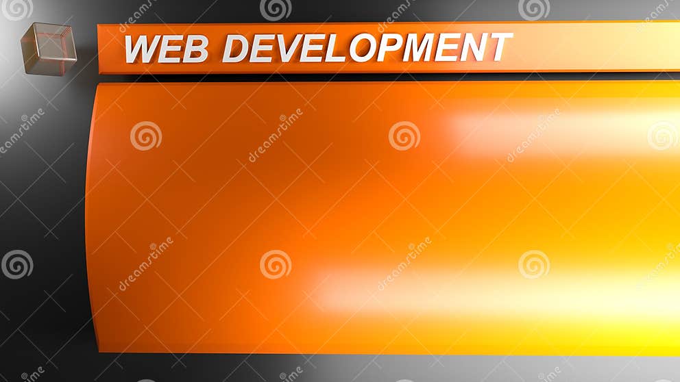 Web Development Black and Orange Background - 3D Rendering Illustration ...