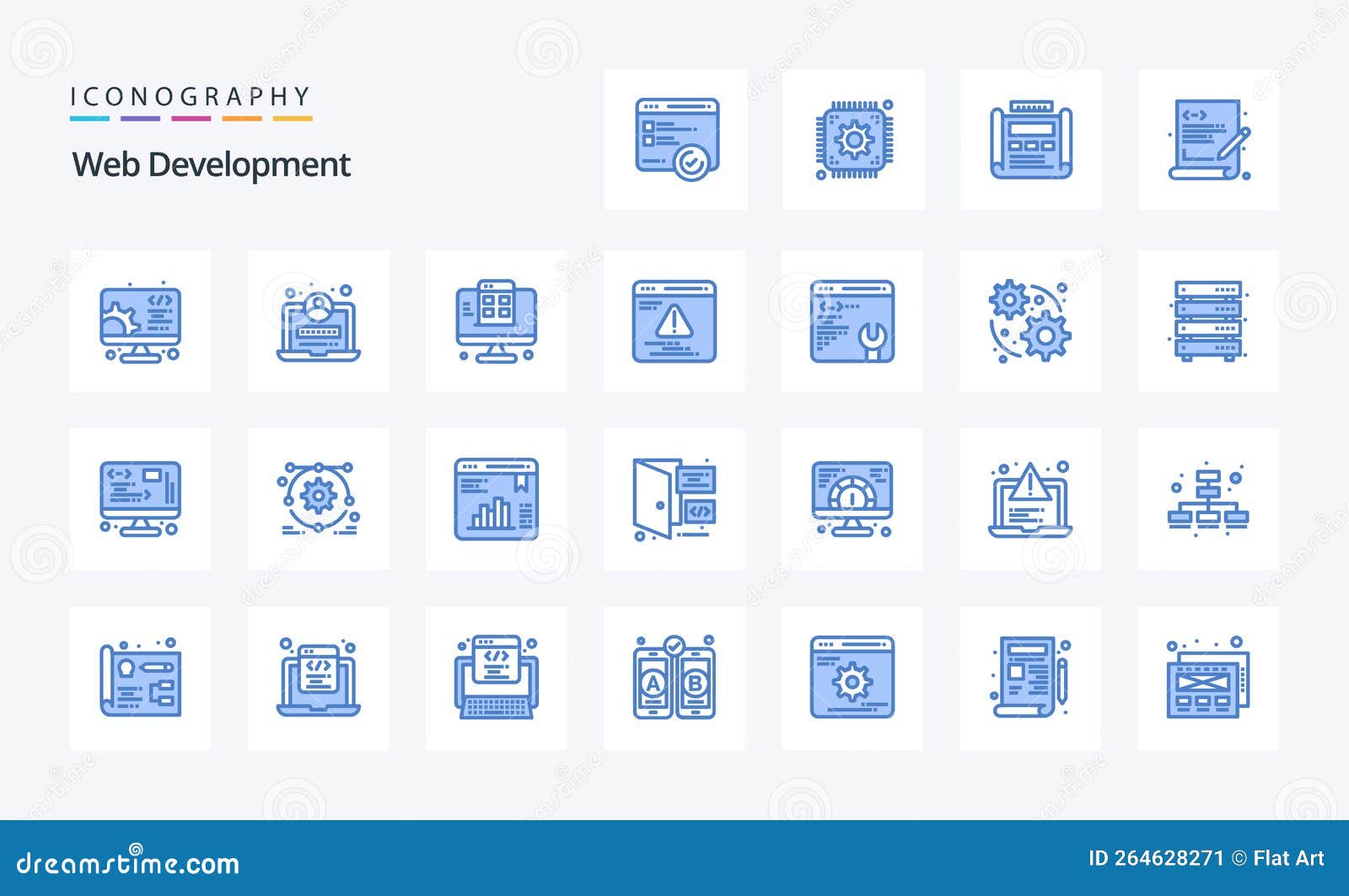 25 Web Development Blue Icon Pack Stock Vector - Illustration of ...