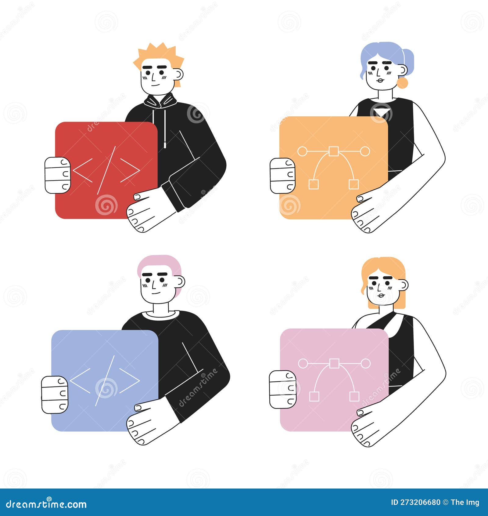 Web Development Careers Line Concept Vector Spot Illustration Pack ...