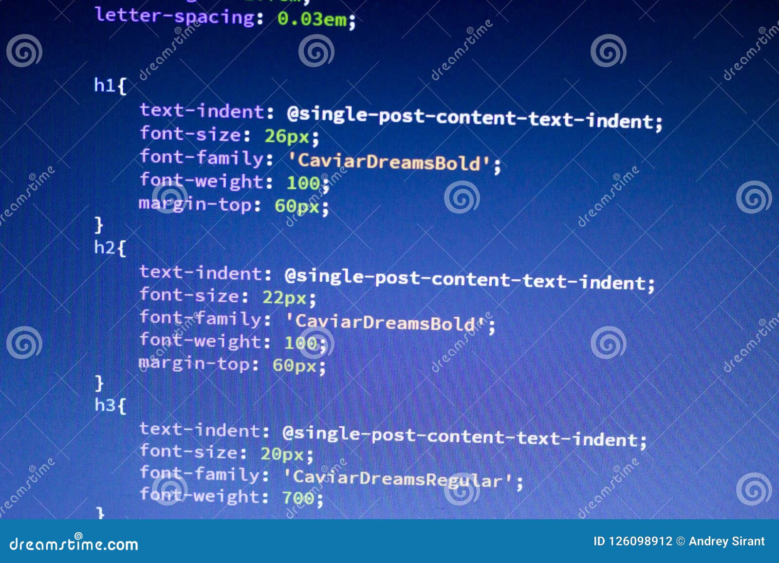 Web Development Code: CSS/less Styles Preprocessor Script Lines Stock ...