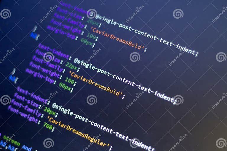 Web Development Code Cssless Styles Preprocessor Script Lines Stock 0354