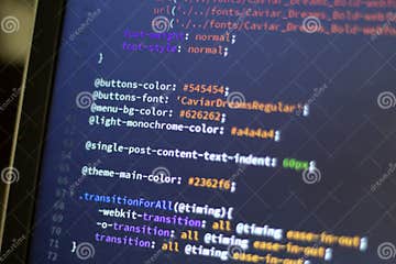 Web Development Code: CSS/less Styles Preprocessor Script Lines Stock Image - Image of digital ...
