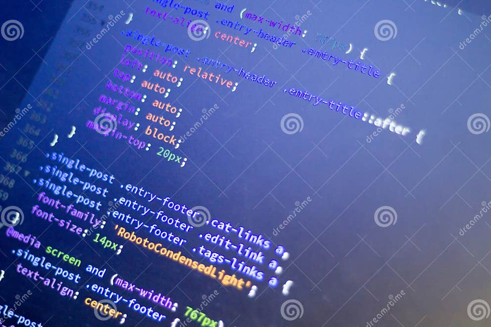 Web Development Code: CSS/less Styles Preprocessor Script Lines Editorial Photo - Image of ...