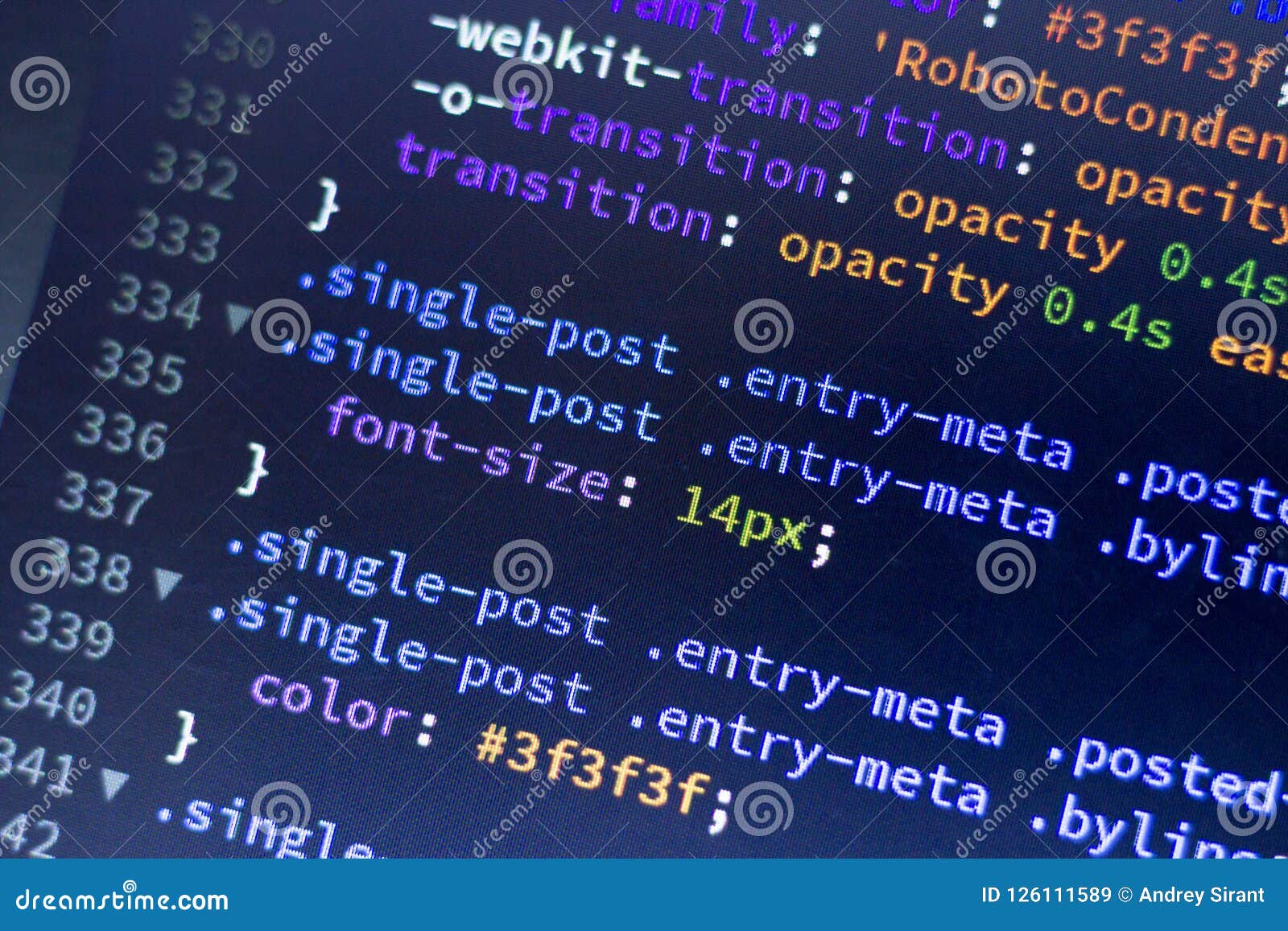 Web Development Code Cssless Styles Preprocessor Script Lines Stock Image Image Of Data