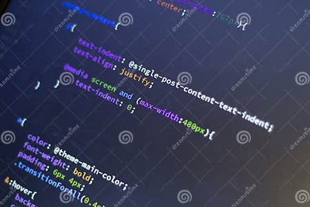 Web Development Code: CSS/less Styles Preprocessor Script Lines Stock Photo - Image of computer ...