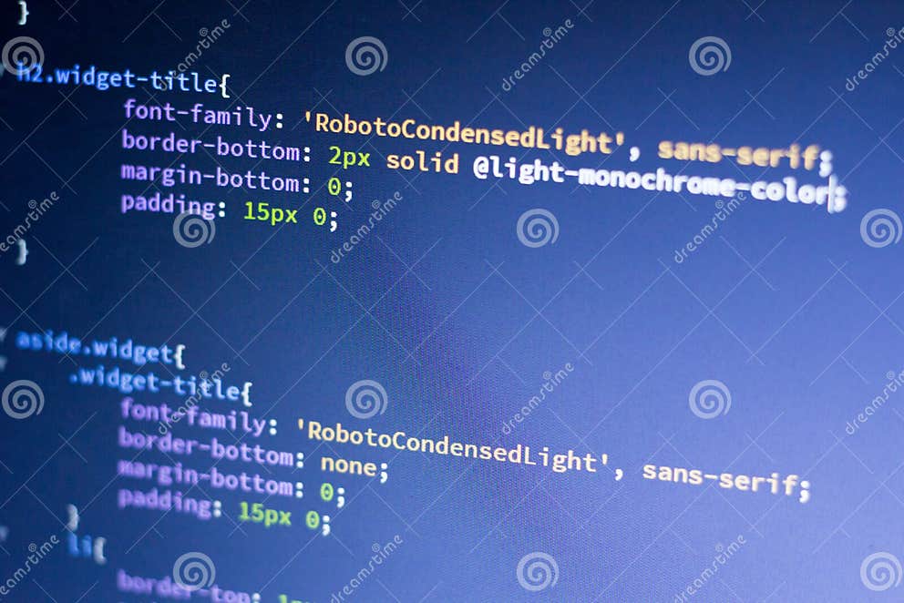 Web Development Code Cssless Styles Preprocessor Script Lines Stock