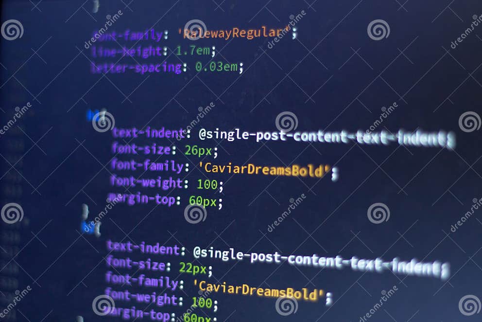 Web Development Code Cssless Styles Preprocessor Script Lines Stock