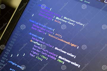 Web Development Code: CSS/less Styles Preprocessor Script Lines Stock Image - Image of digital ...