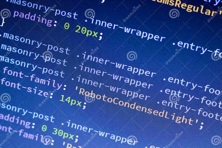 Web Development Code: CSS/less Styles Preprocessor Script Lines Stock ...