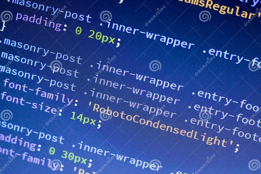 Web Development Code Cssless Styles Preprocessor Script Lines Stock