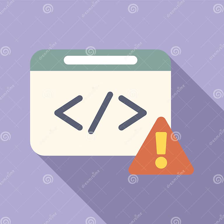 Web Development Code Window Showing Warning Error Message Stock Vector ...