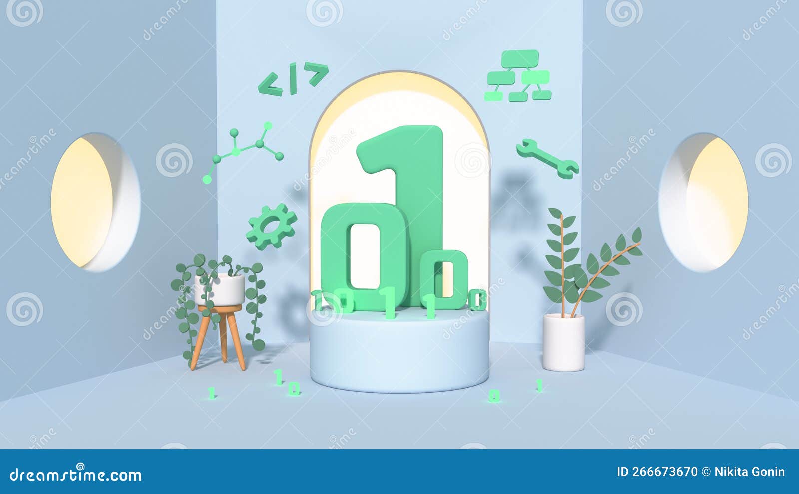 Web Development and Coding 3D Render Illustration Stock Illustration ...