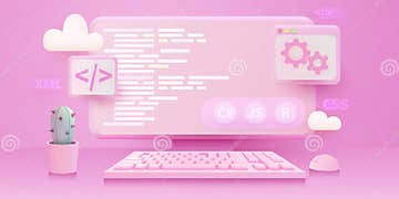 Web Development, Coding and Programming Banner. Computer Code Stock ...