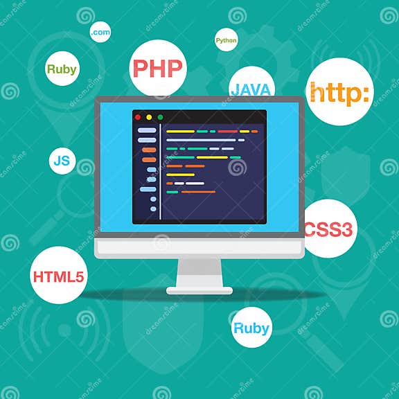 Web Development and Coding. Programming Concept Stock Vector - Illustration of design, internet ...