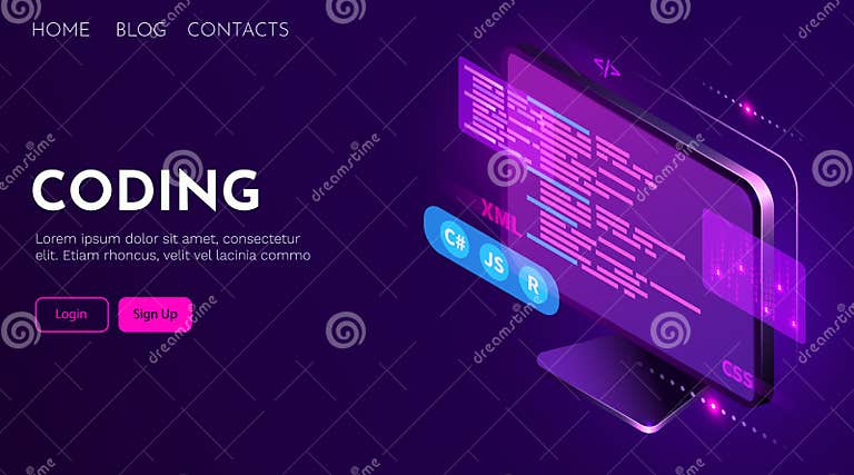 Web Development Coding And Programming Futuristic Banner Computer
