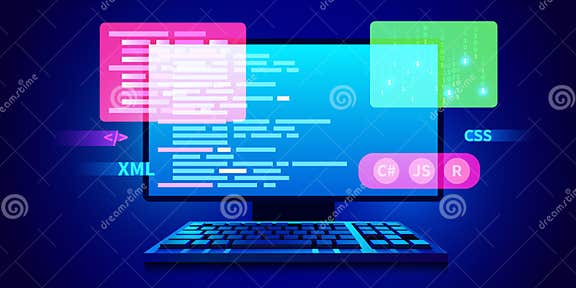 Web Development Coding And Programming Futuristic Banner Computer 1918