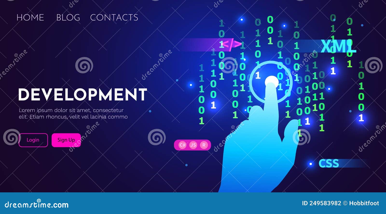 Web Development, Coding and Programming Futuristic Banner. Hand ... Web Development, Coding and Programming Futuristic Banner. Hand ...