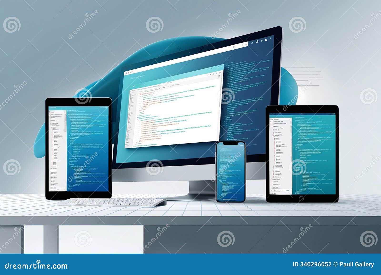 Web Development Coding And Programming Responsive Layout Internet Site Or App Of Devices Stock