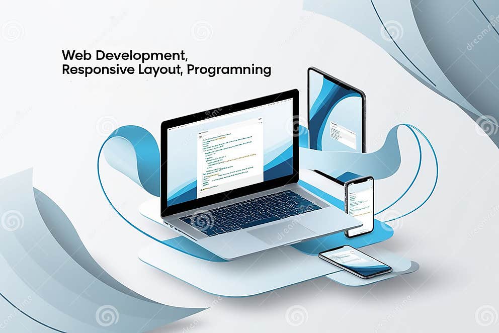 Web Development, Coding and Programming Responsive Layout Internet Site or App of Devices. Stock ...