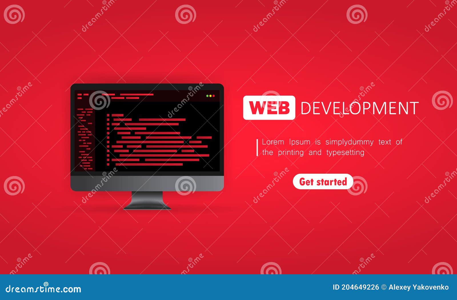 Web Development on Computer Illustration. Flat Design Concepts for ...