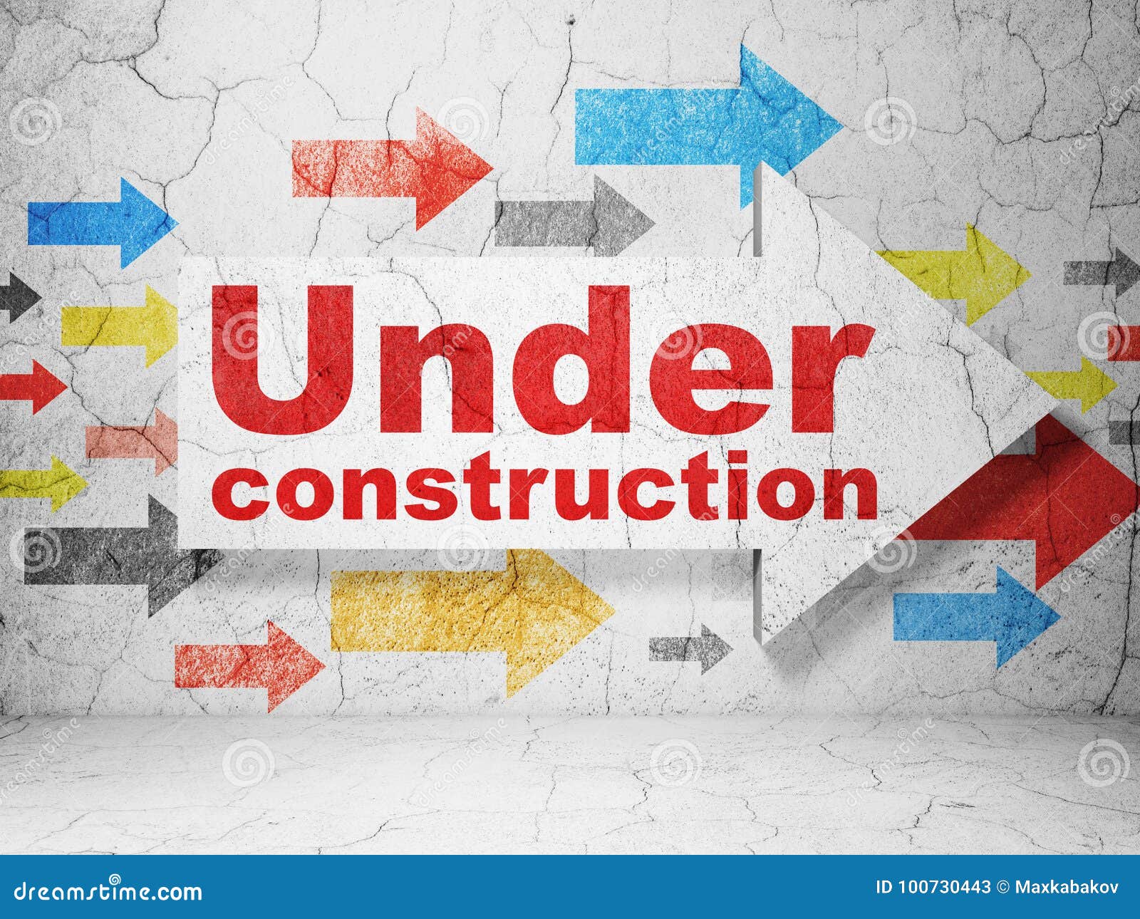 Web Development Concept: Arrow with Under Construction on Grunge Wall ...