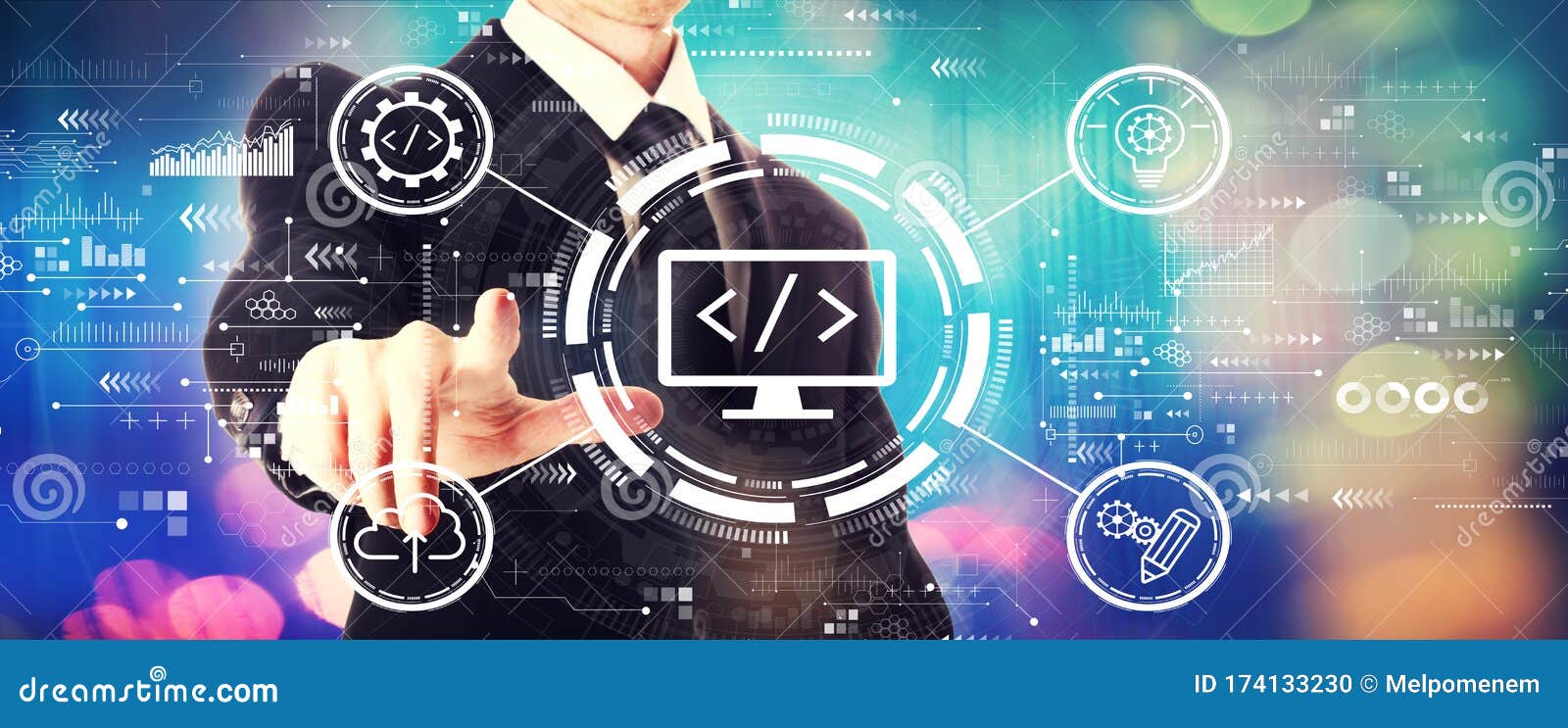 Web Development Concept with a Businessman Stock Photo - Image of data ...