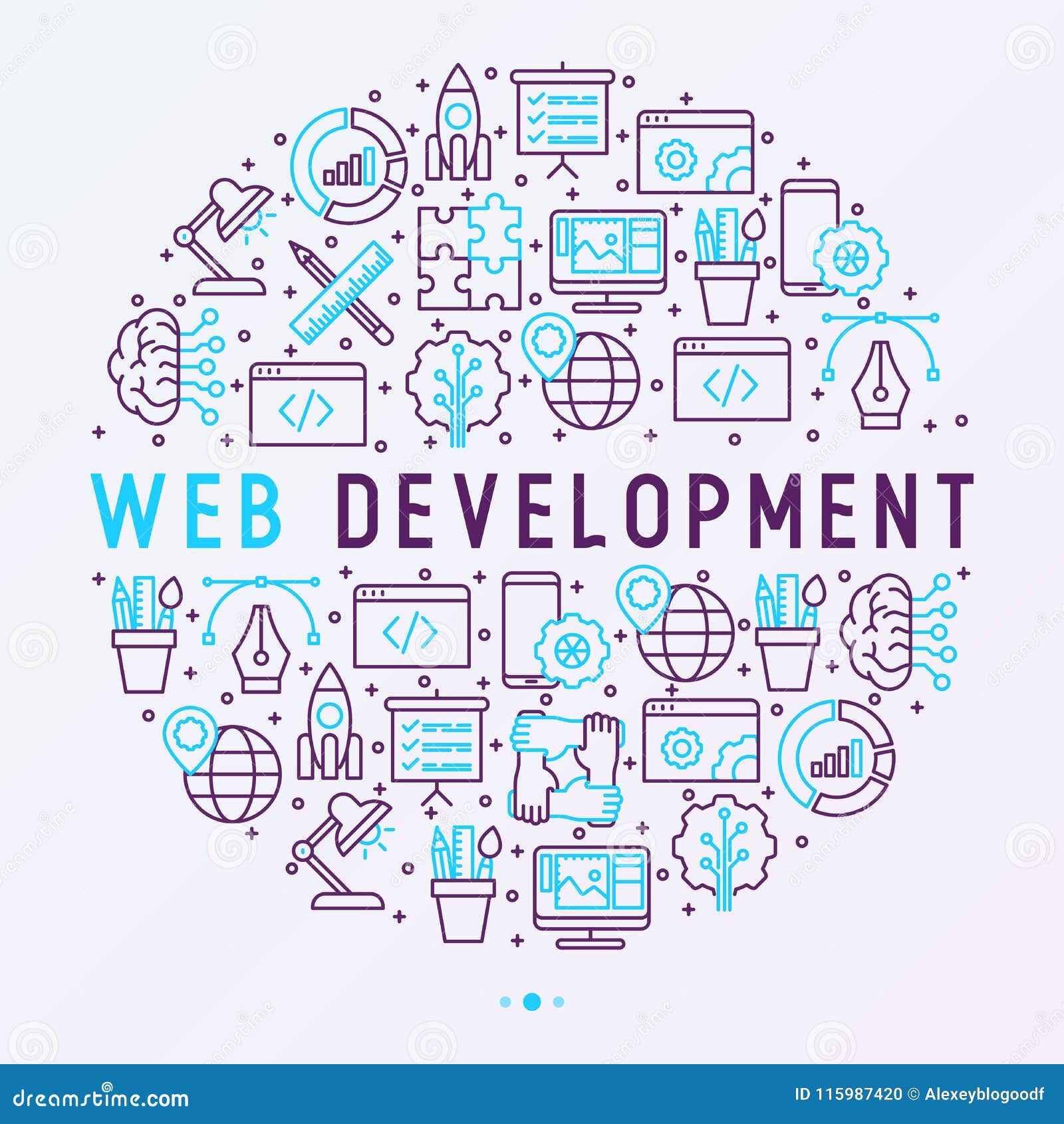 Web Development Concept in Circle Stock Vector - Illustration of ...