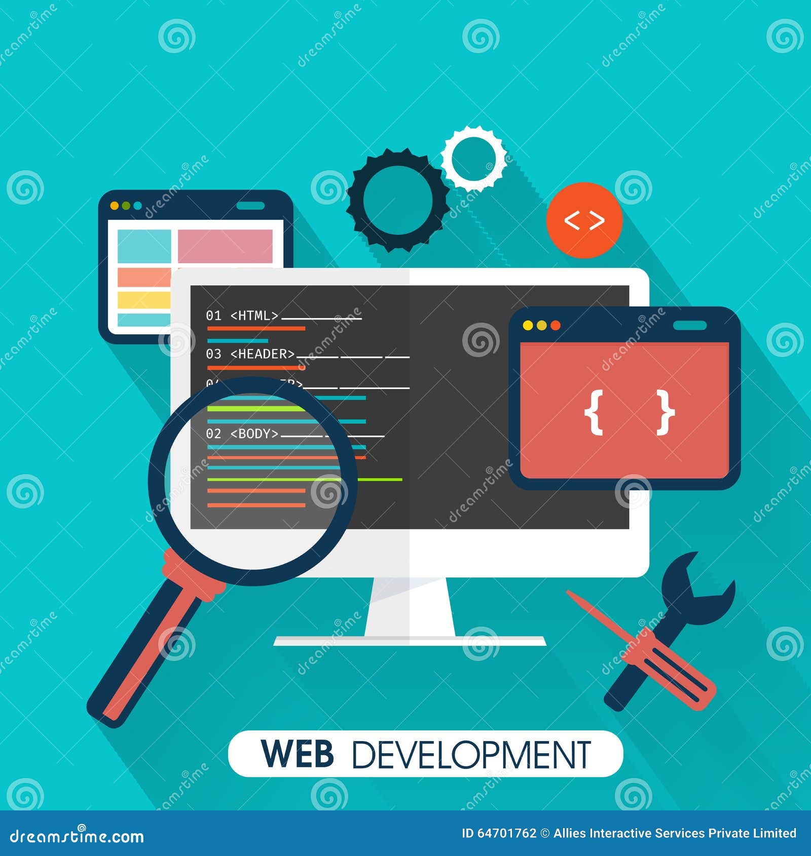 Web Development Concept with Devices. Stock Illustration - Illustration ...