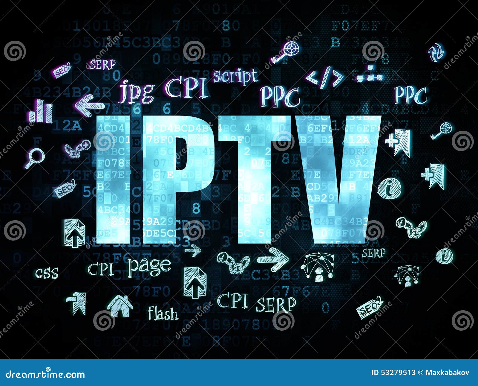 Web Development Concept: IPTV on Digital Stock Illustration ...