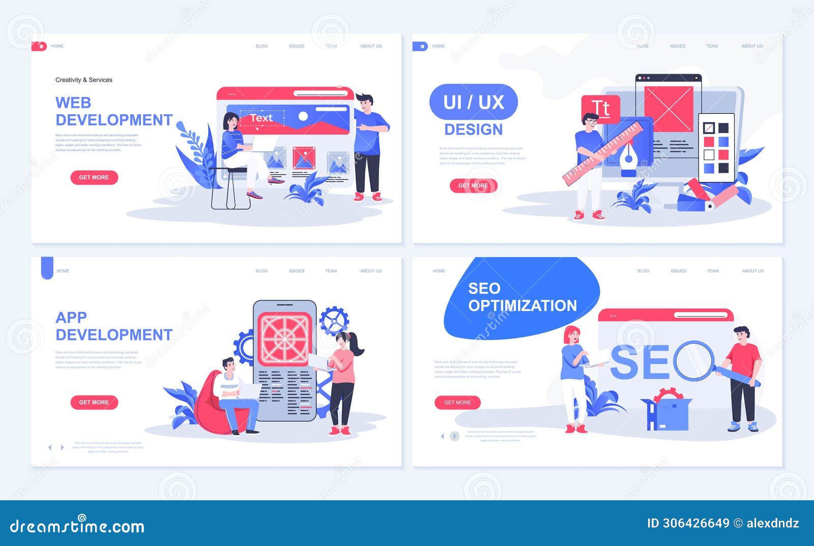 Web Development Concept for Landing Page in Flat Design. Vector Illustration Stock Illustration ...