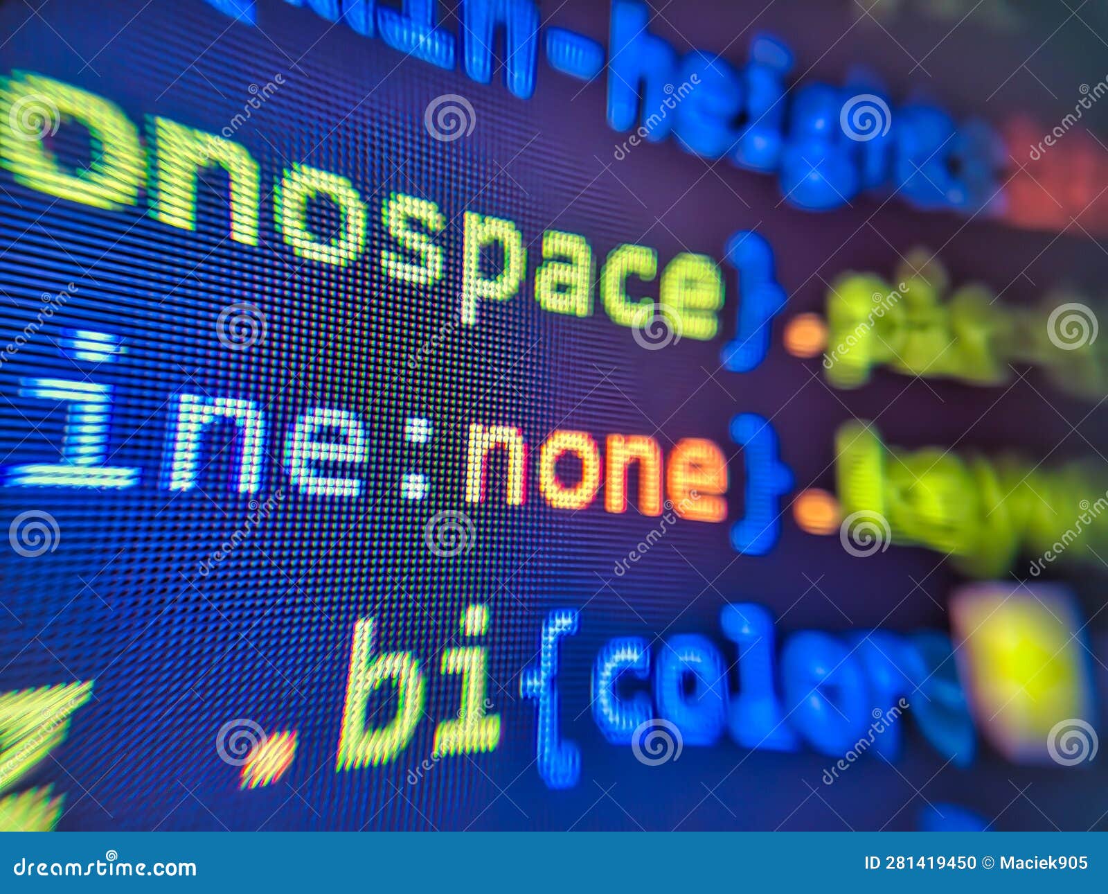 Web Development Concept. Multicolored Structure of Lights in Geometric ...