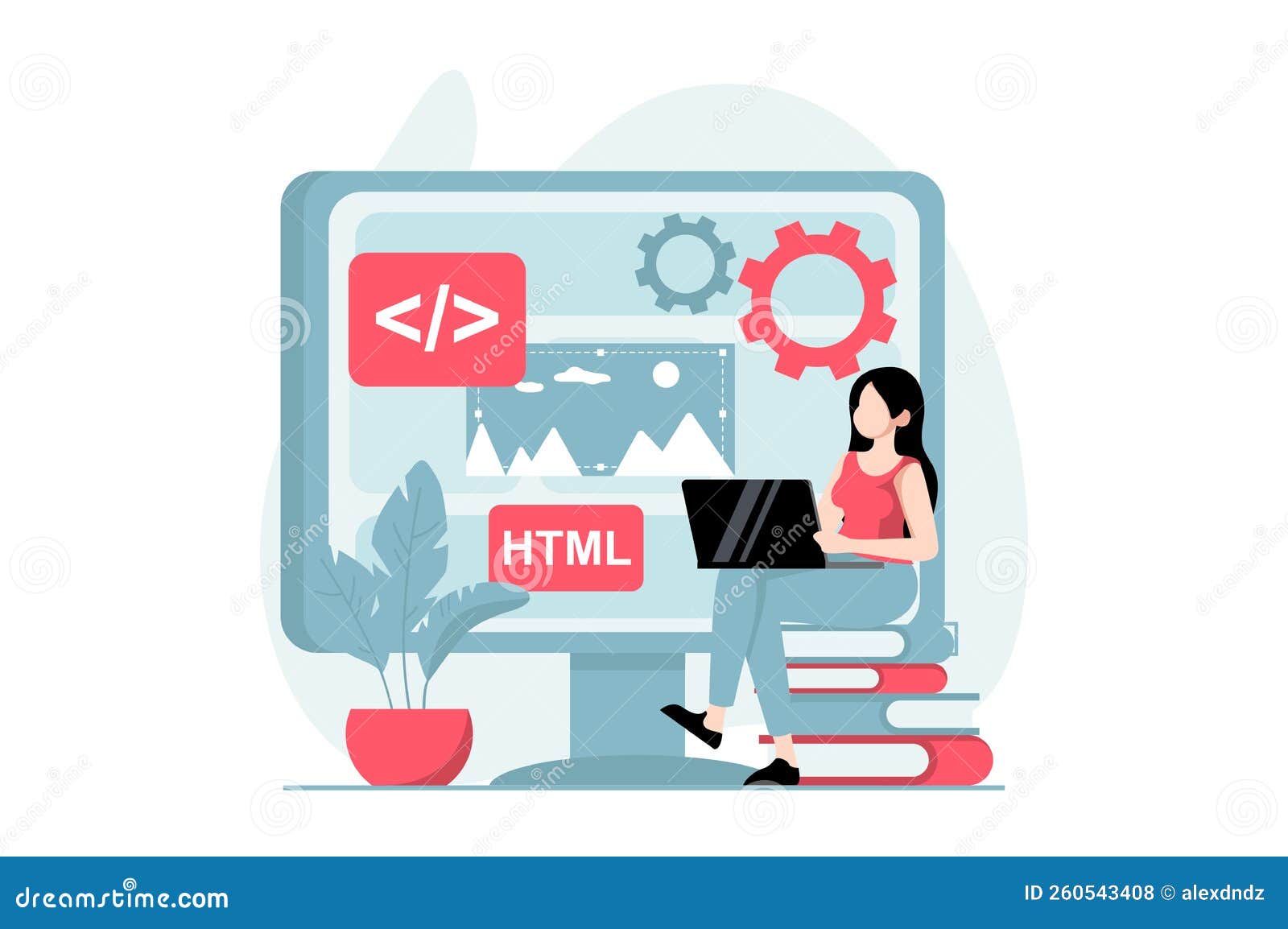 Web Development Concept With People Scene In Flat Design Stock Illustration Illustration Of