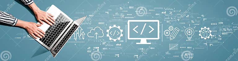 Web Development Concept with Person Using Laptop Editorial Image ...