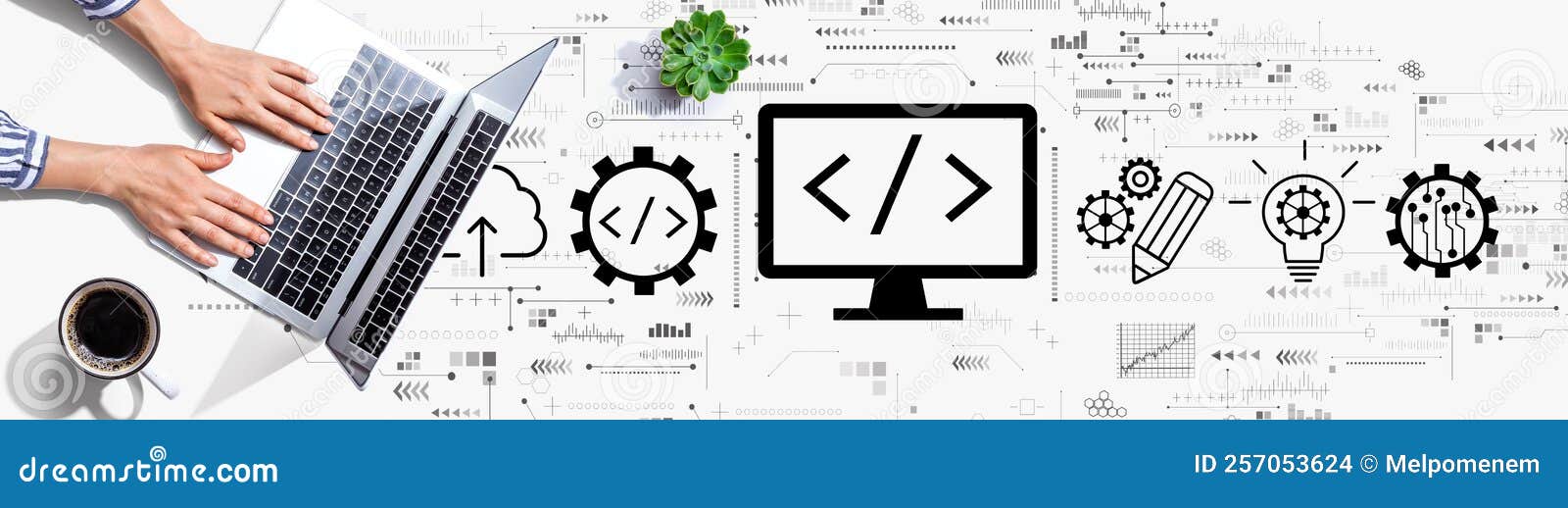 Web Development Concept with Person Using a Laptop Editorial Stock ...