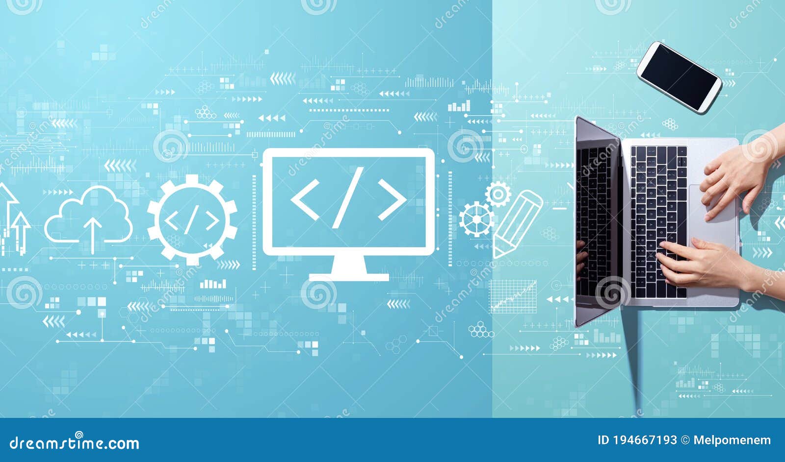 Web Development Concept with Person Working with Laptop Stock Image ...